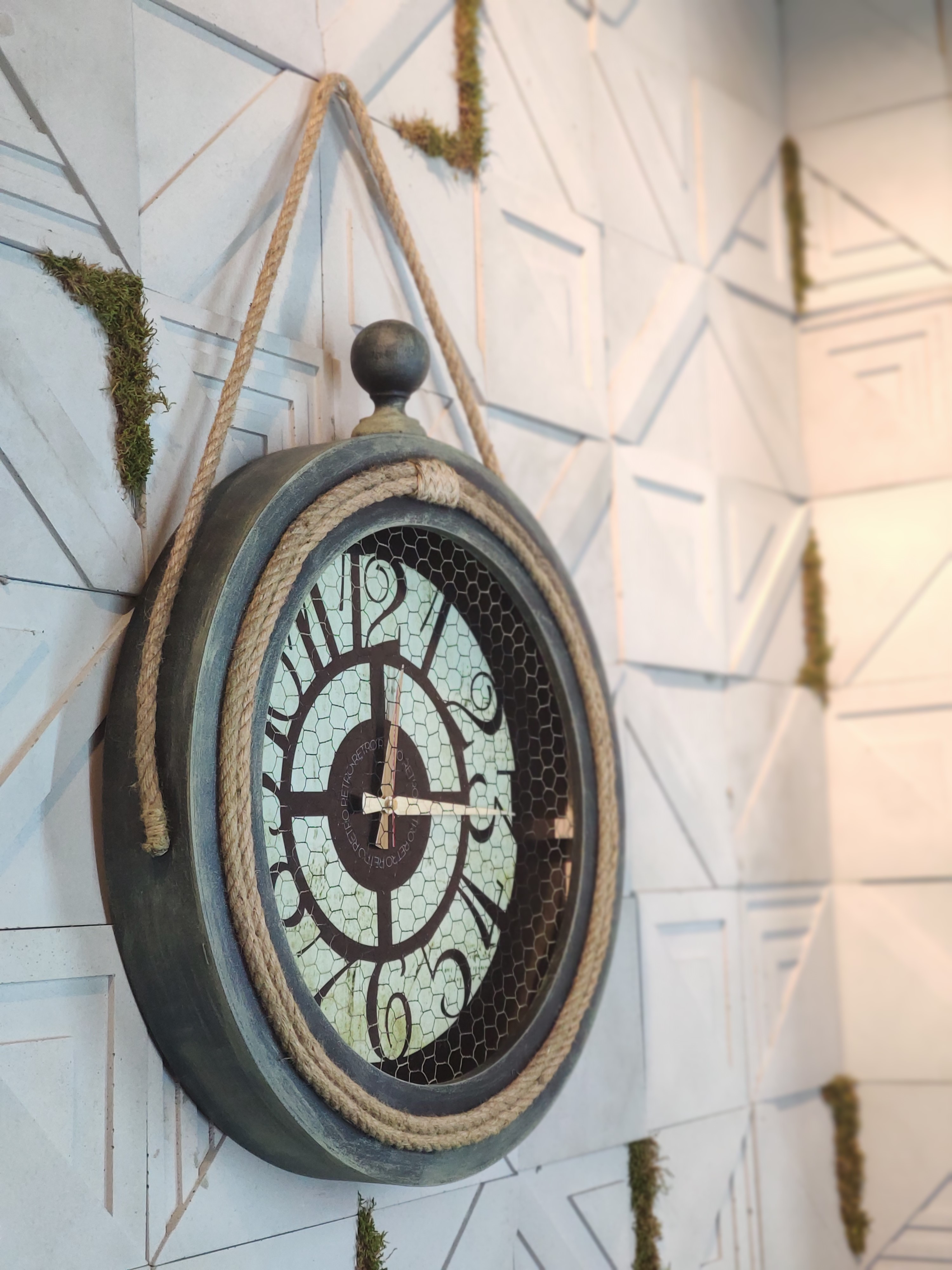 Halatlı Ahşap Duvar Saati Siyah Üzeri Sarı Eskitme Duvar Saati ...